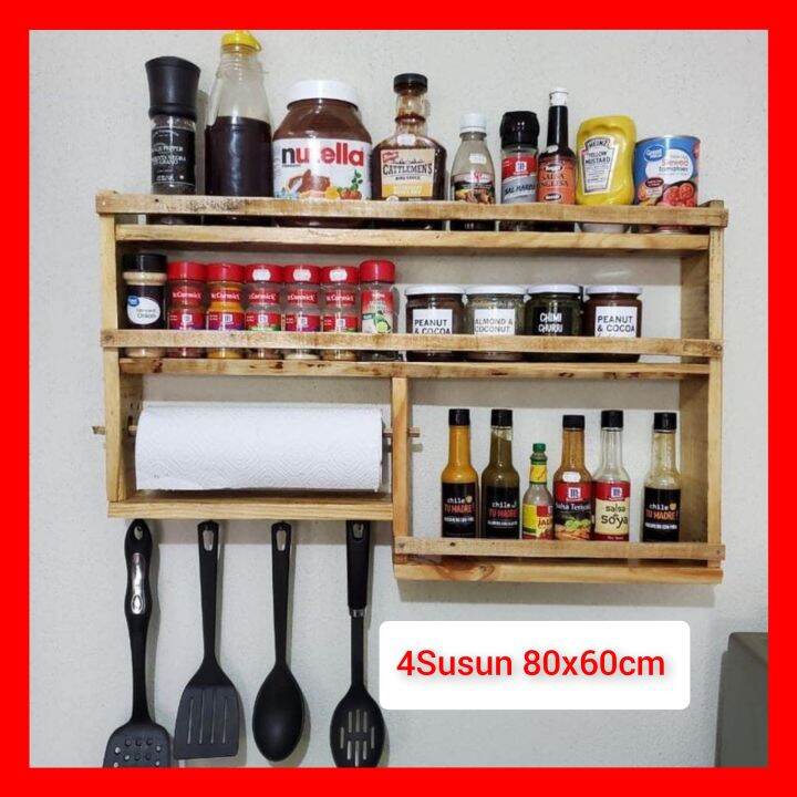 Rak penyimpanan bumbu dapur kayu | Lazada Indonesia