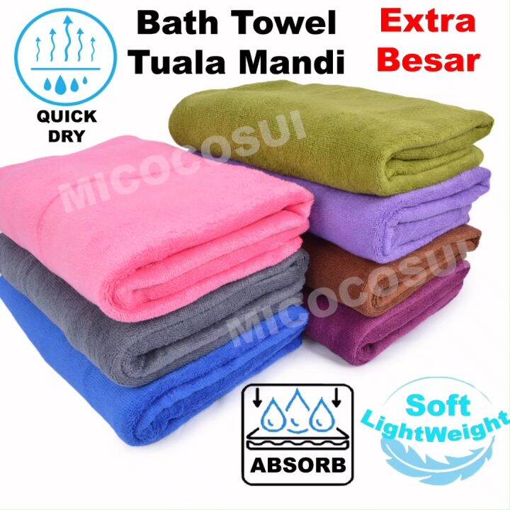 Bath Towel Tuala Mandi Dewasa Extra Besar Microfiber Janji Serap Air ...