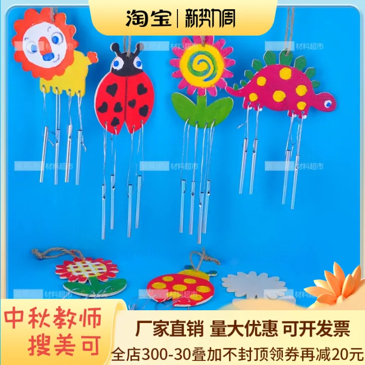 Mei Ke จี้กระดิ่งลมทำจากไม้สีขาวรูปสัตว์กระดิ่งการ์ตูนการสร้าง ...