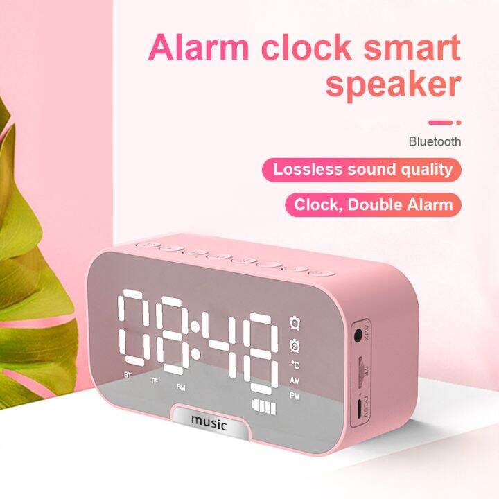 Bluetooth Mirror Speaker Digital LED Time Display Light Night Subwoofer ...