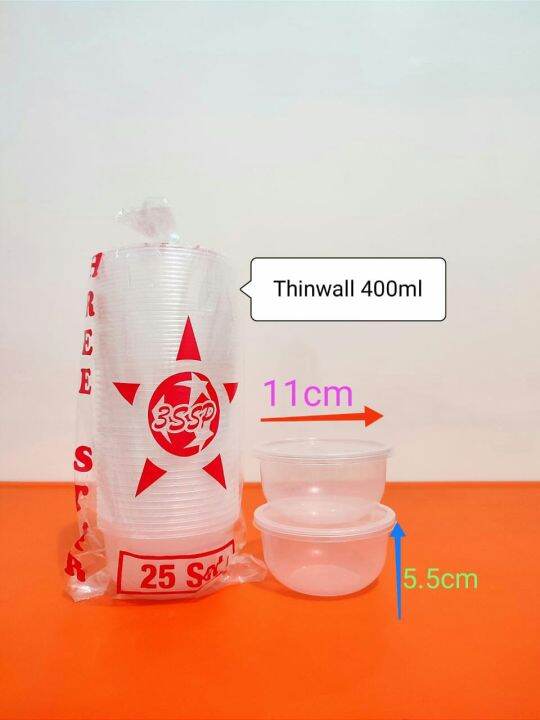 thinwall 400ml bening kotak plastik warna kontainer makanan wadah set ...