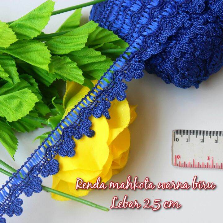 per 3 meter renda mahkota kur warna biru benhur lebar 2.5 cm. | Lazada ...