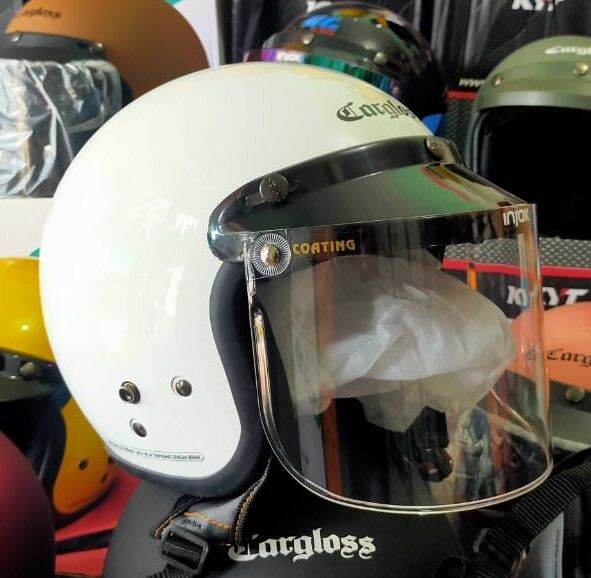 Warna Putih Glossy Helm bogo model Cargloss set kaca datar | Lazada ...