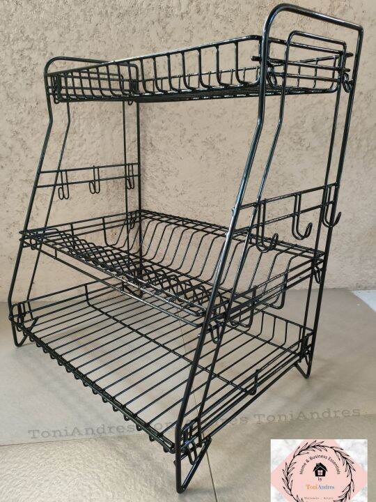 (3-Layer) Dish Drying Rack 3 Tier Kitchen Rack Organizer Plate Dryer ...