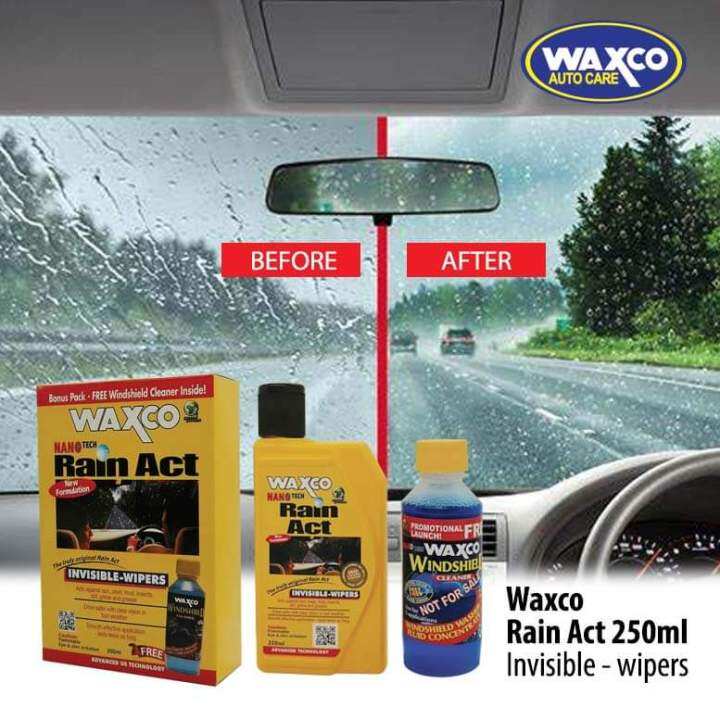 WAXCO Nano-Tech Rain Act (250ml) + FREE Windshield Cleaner (150ml) | Lazada