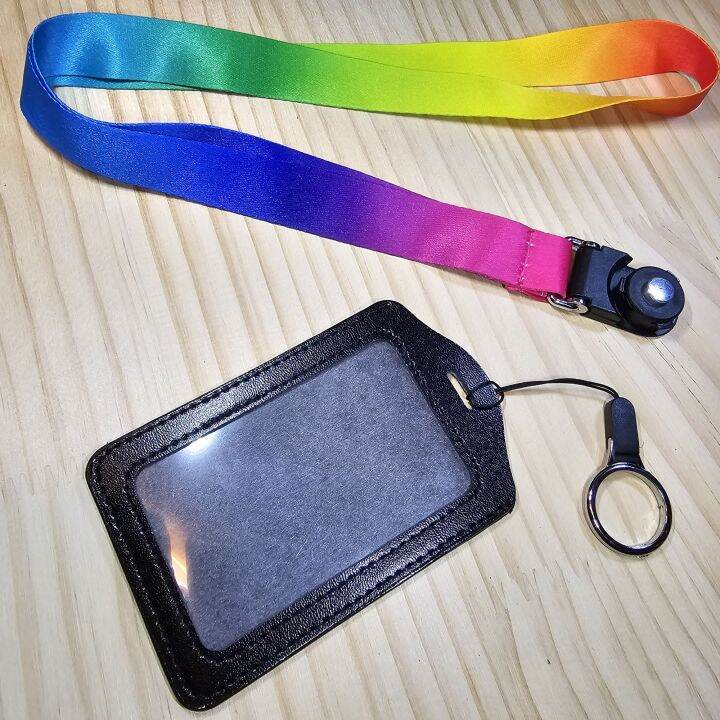 Colourful Name Tag Lanyard Rainbow color Lanyards Tanda Kad Nama Tali ...