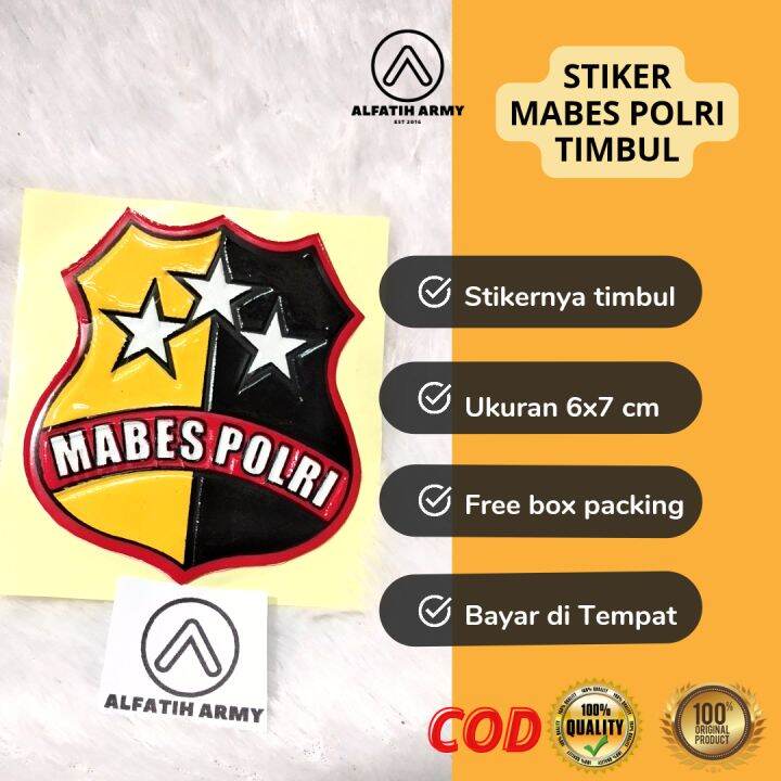 Stiker besar logo Mabes Polri Polisi langsung tempel 6x7 cm motor ...