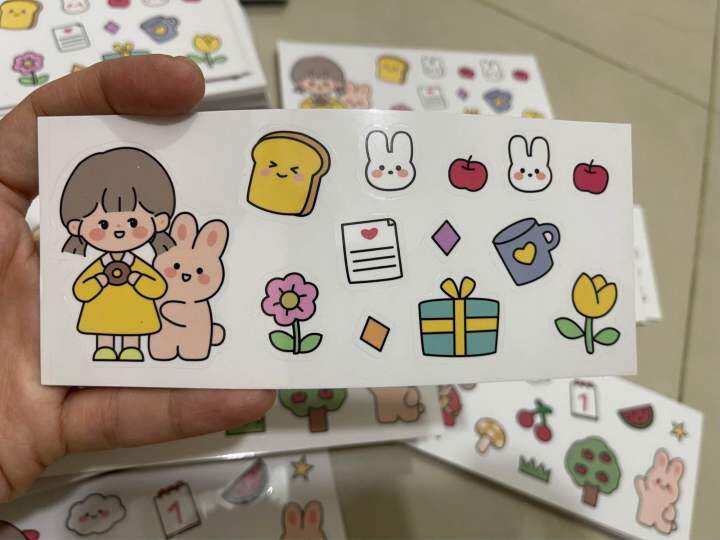 Stiker lucu 2D ( 2lembar )stiker botol minum viral anak label karakter ...