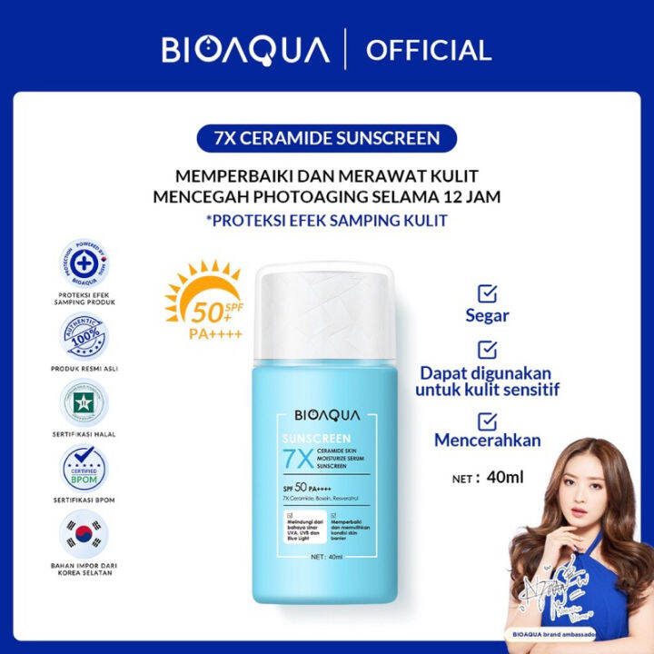 BIOAQUA 7x Ceramide Sunscreen Wajah SPF 50++++ 40ml Skincare sunscreen ...