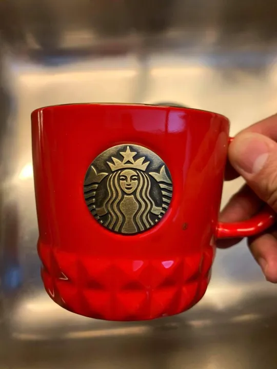 Starbucks Diamond Embossed Ceramic Black Red Mug with Hard Box 414ml ...