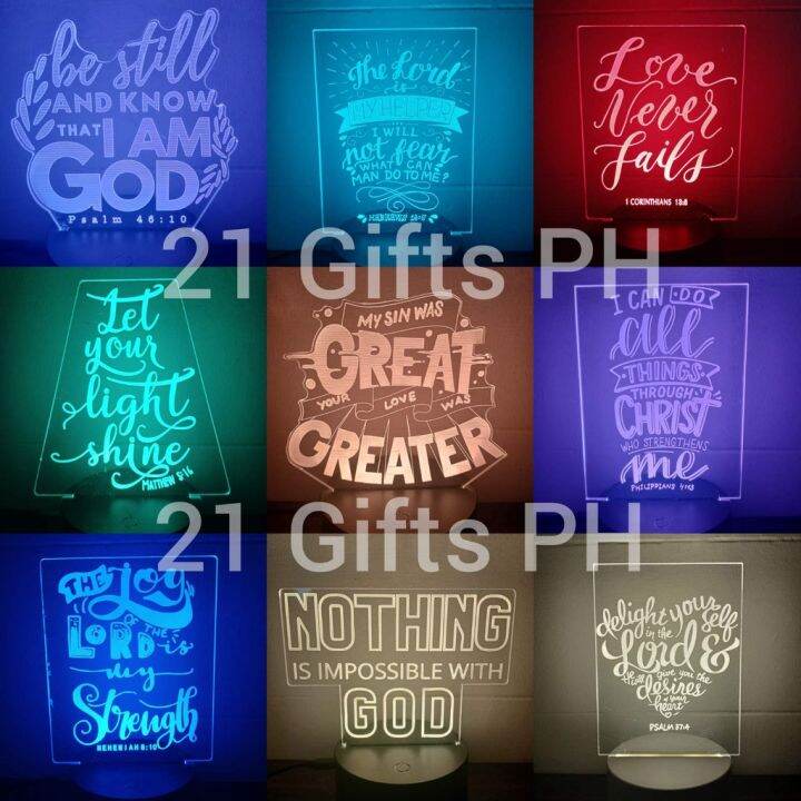 Bible Verses Motivational Faith Religion Life Quotes Acrylic LED Lamp ...