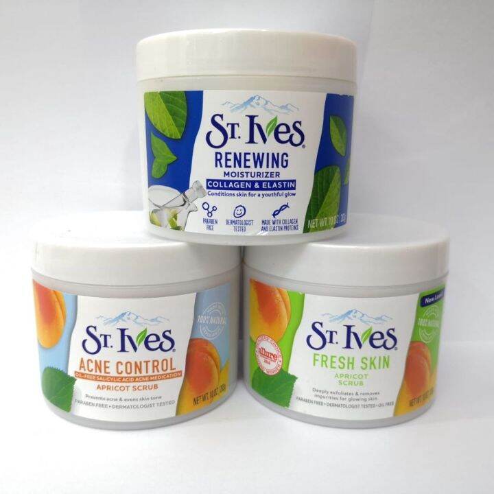 ST IVES Acne Care, Fresh Skin Scrub & Renewing Skin Collagen Elastin ...