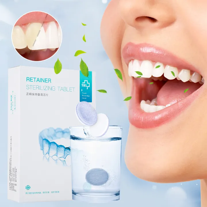 Y-kelin Denture Retainer Cleaning Tablets 3 Minute Fast Whitening ...