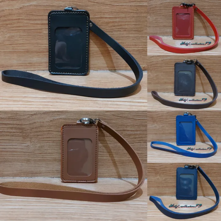 Tempat Id Card Kulit Polos Holder Id Card Polos Kulit Kalung | Lazada ...