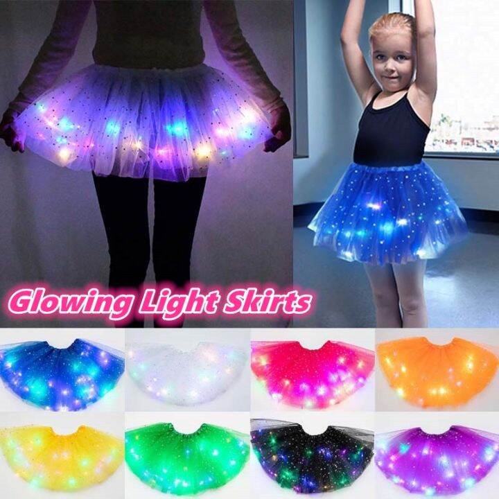 LED Glowing Light Skirts Fairy Costume For Girl Light Up Princes Skirt ...