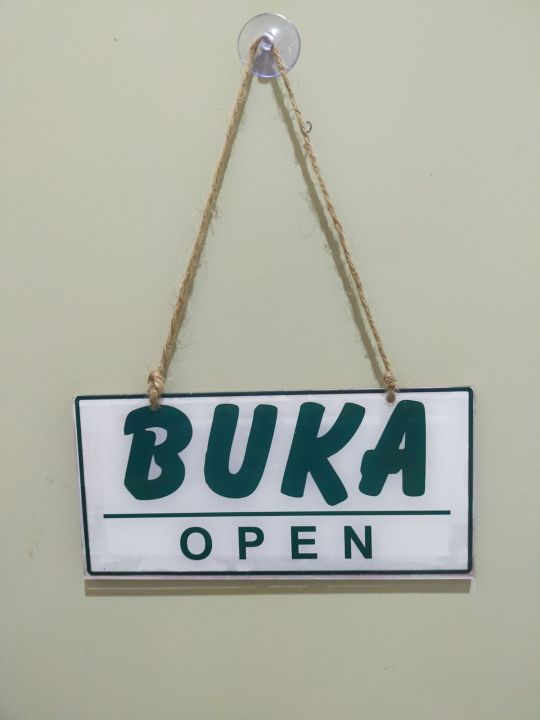papan buka tutup sign in sign board gantung kaca | Lazada Indonesia