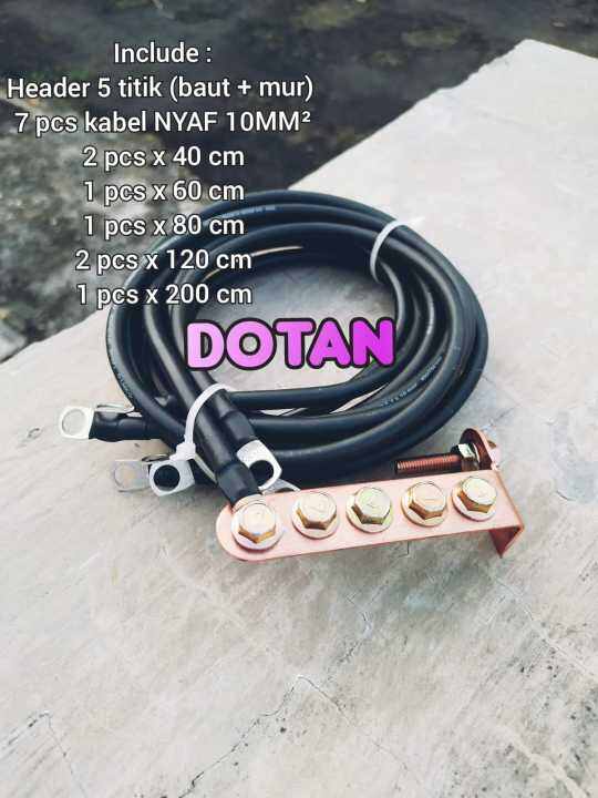 5 TITIK 7 KABEL NYAF 10MM² GROUND WIRE KIT KABEL GROUNDING MOBIL 5 ...