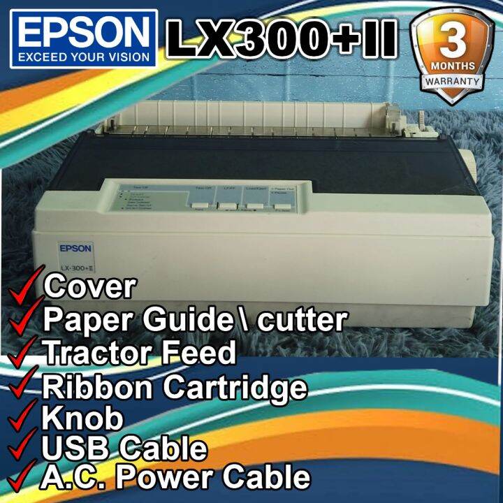 EPSON LX300+II DOT MATRIX PRINTER (with FREE BRAND NEW RIBBON CARTRIDGE ...