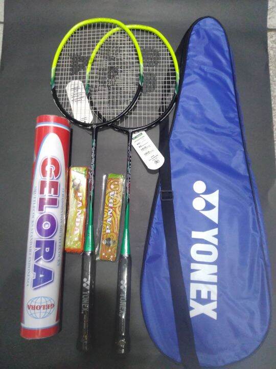 RAKET BADMINTON YONEX SATU PAKET LENGKAP. DUA RAKET. SATU TAS. DUA GRIP ...