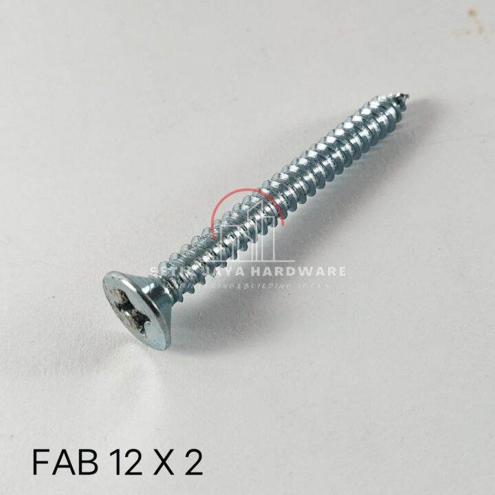 [25 pcs] Sekrup Fab 12 x 2" | Fab 12 x 2 inch | Sekrup Putih Kusen ...
