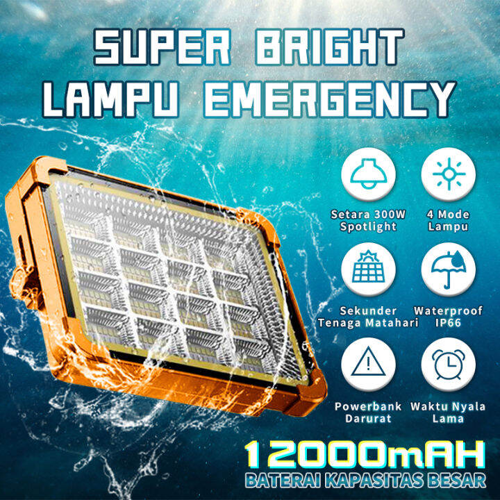 TOP 300W Lampu Emergency Led Multifungsi power bank solar cell IP66 ...