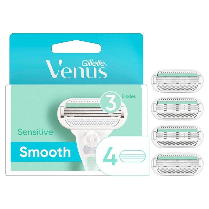 แท้100%🇨🇦 Gillette Venus Smooth Sensitive Women's Razor Blades - 4 ...