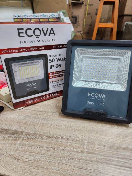 Kap Lampu Sorot LED 50 WATT ECOVA IP66 SNI GARANSI 3 TAHUN | Lazada Indonesia