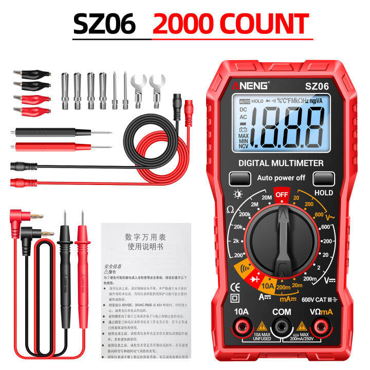 ANENG SZ06 2000 Count Multimeter AC/DC Voltage Auto Tester Current ...