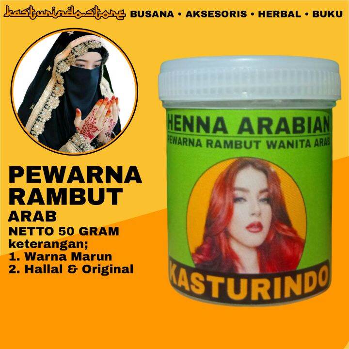 Perwarna Rambut Henna Khas Arab Ukuran 50 GRAM Merah Maroon | Lazada ...