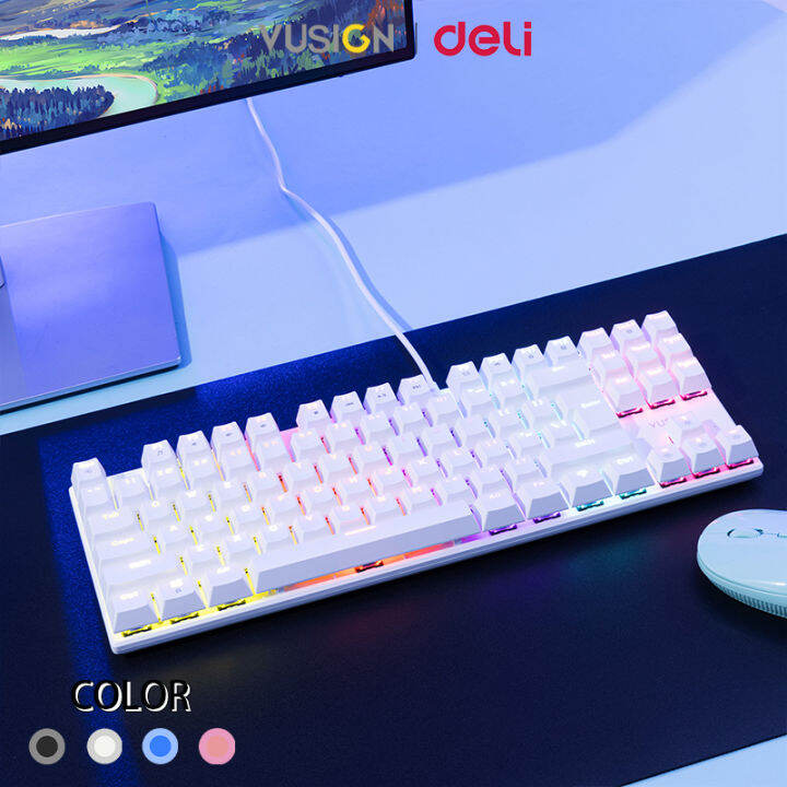 Deli Mechanical Keyboard Wired Keyboard for Gaming 87 Keys Mechanical ...