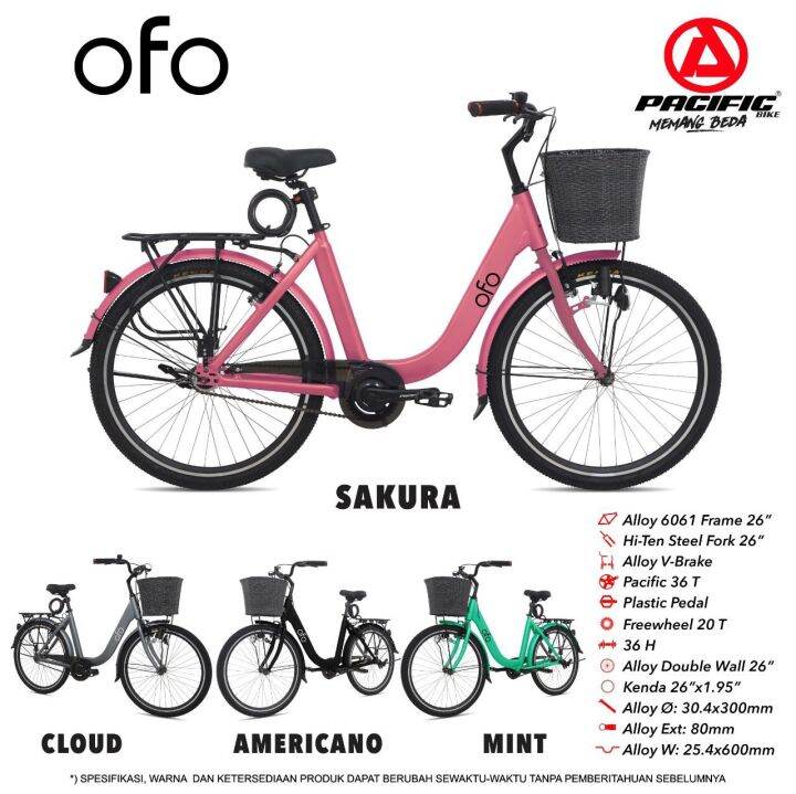 Sepeda City Bike Keranjang PACIFIC OFO 26 Inch Alloy | Lazada Indonesia