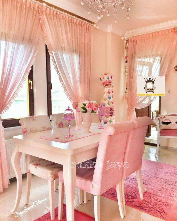 SET MEJA MAKAN MINIMALIS PINK MEWAH | Lazada Indonesia