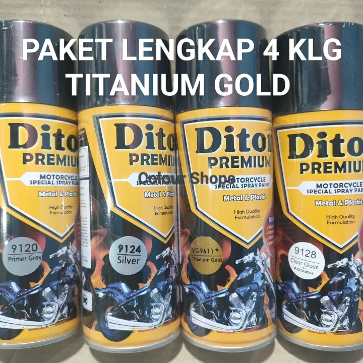 Pilok Cat Diton Premium Paket Lengkap 4 Kaleng Titanium Gold Emas 9611 ...