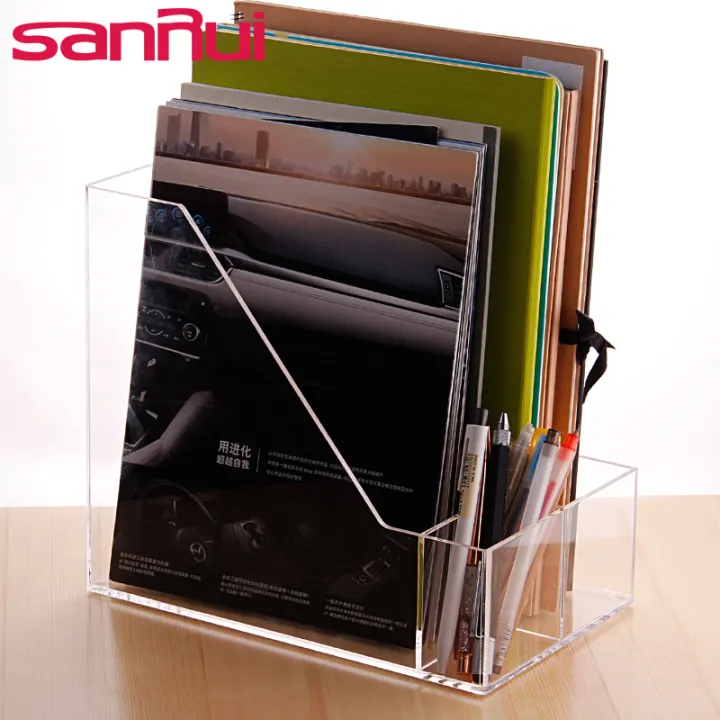 Desktop File Storage Rack Storage Box Transparent Acrylic A4 Vertical ...