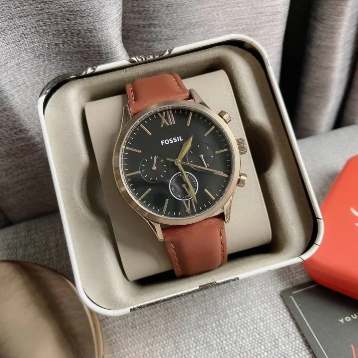 FOSSIL Fenmore Midsize Multifunction Brown Leather Watch BQ2404 ...