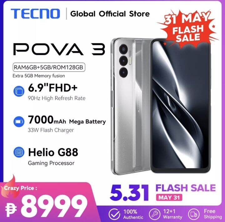 Tecno PovA 3 128gb black | Lazada PH