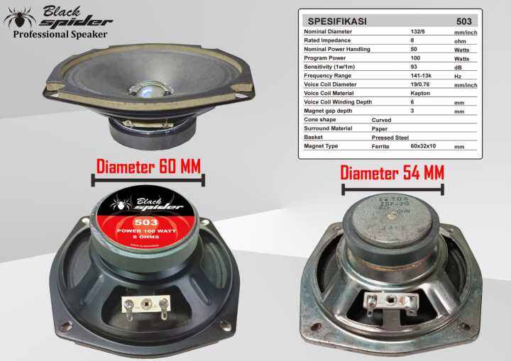 SPEAKER BLACKSPIDER BS 503 SPIKER 5INCHI MIDRANGE SPEAKER UNTUK COLOUM TOA SPIKER KOMPONEN ...