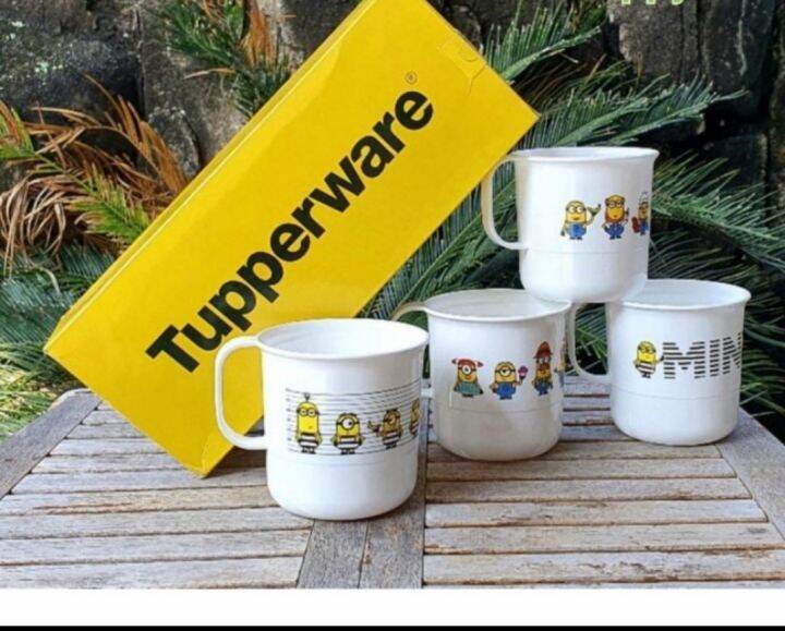 Tupperware Minion Papoy Mug (4) Free inner box Cangkir Cantik | Lazada ...
