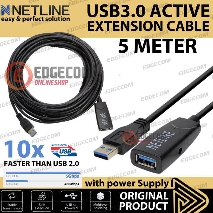 NETLINE Kabel USB 3.0 Extension Aktif / Extender Active 5 Meter ...