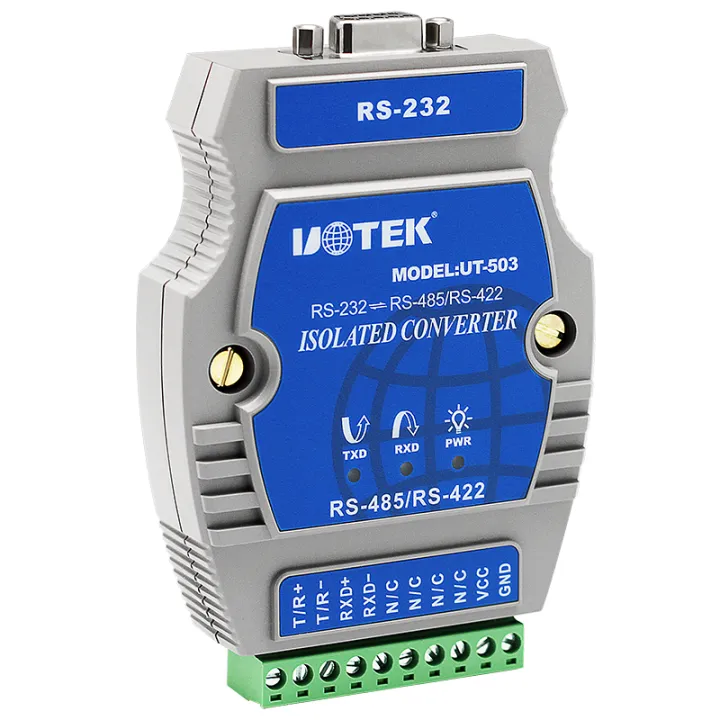 UOTEK เกรดอุตสาหกรรม RS232 To RS485 RS422 Converter RS422 RS485 To RS232 10 Bits Terminal Block ...
