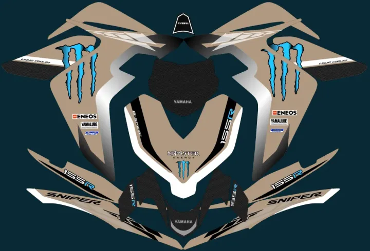Sniper 155 Yamaha Light brown Color Decals MONSTER Energy Glossy ...