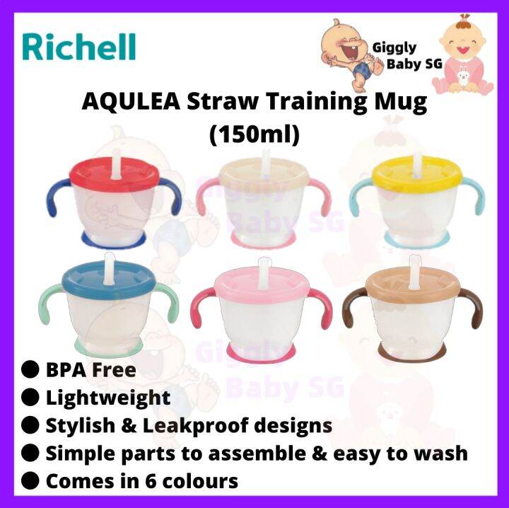 RICHELL AQULEA Clear Straw Training Mug (Toddler/ Kids Bottle Cup ...