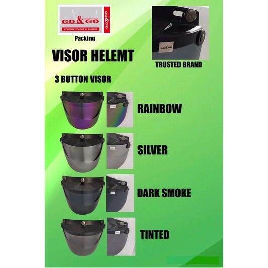 READY STOCK !!! 3 BUTTON VISOR HELMET GONGO BOGO BIKKO DARK BLACK ...