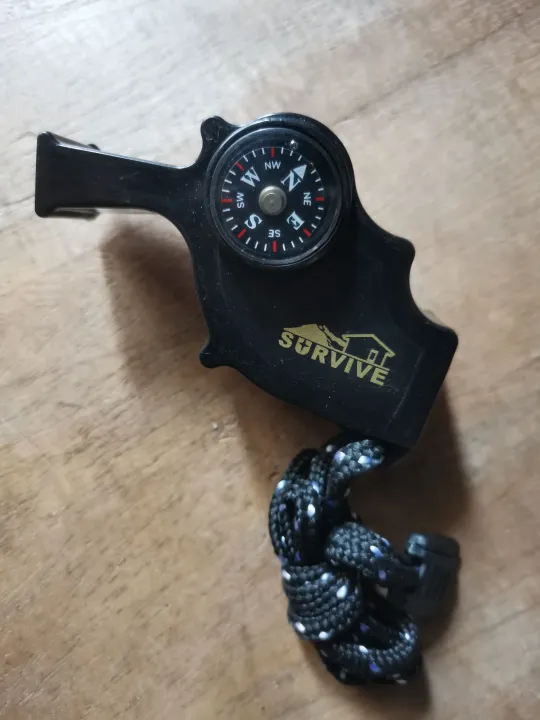 Survival Sound Signal Loudest Whistle SOS with Compass and Thermometer ...