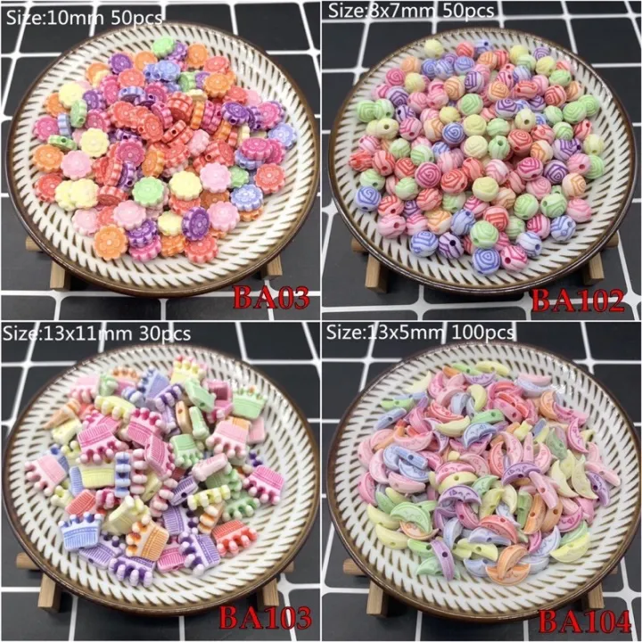ลูกปัดอะคริลิค BA03 50 ชิ้น/เซ็ต BA102 50 /เซ็ต BA103 30 ชิ้น/เซ็ต ...