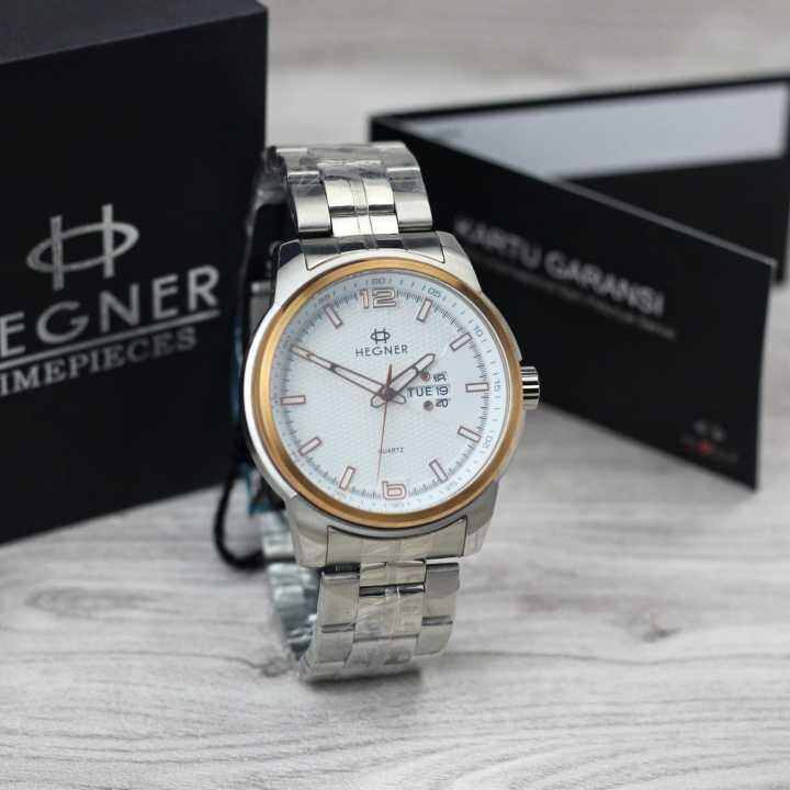 Jam tangan Pria Hegner 5012 Tali Rantai Tanggal hari aktif Original ...