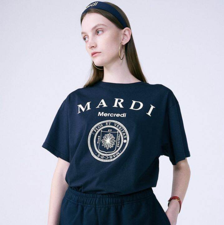 พร้อมส่ง - เสื้อยืด mardi mercredi สีน้ำเงิน ของใหม่ป้ายห้อย แท้ 100% ...