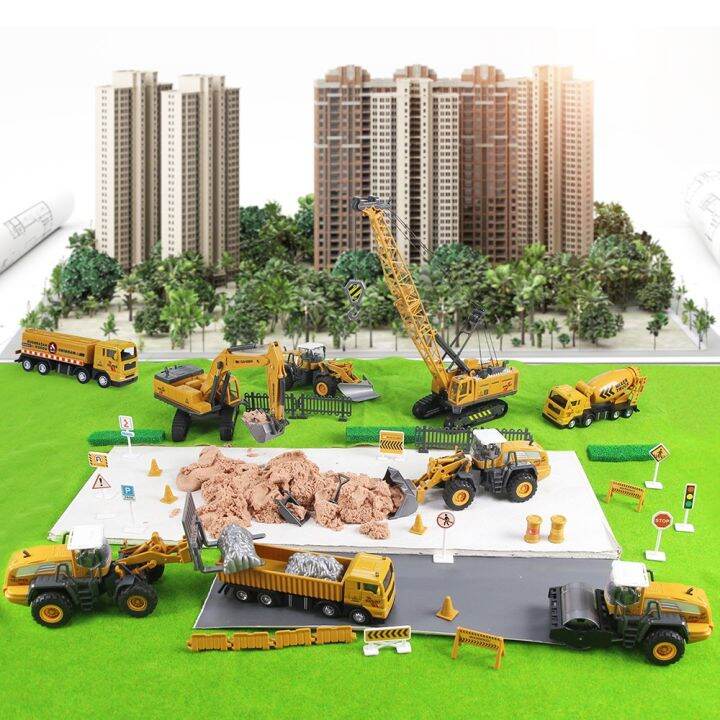 Simulation Alloy Engineering Vehicle Car Model 1:55 Excavator Crane Tower Crane Children's ...