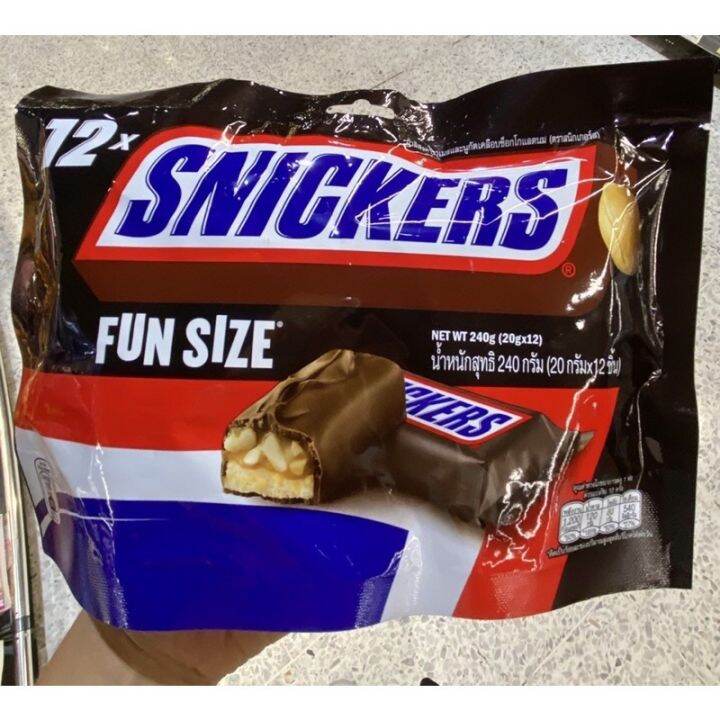 ช็อกโกแลตSNICKERS Fun Size ถั่วลิสงคาราเมลและนูกัตเคลือบช็อกโกแลตนม/12 ...