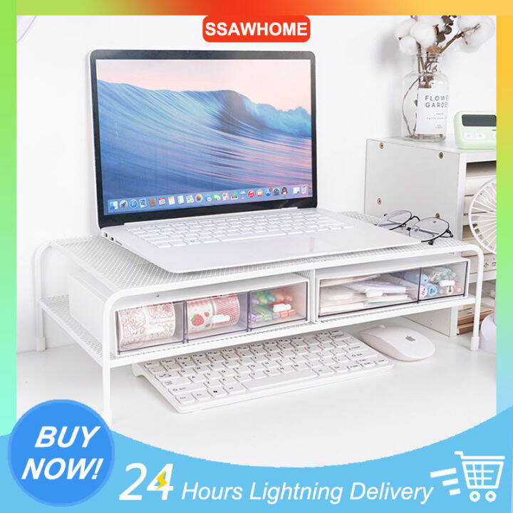 Wrought Iron Desktop Rack Computer Elevated Monitor Stand Desktop ...